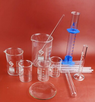 Borosilicate Lab Glassware Graduated Cylinder Measuring Tube/Beaker Set ...