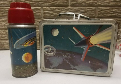 SATELLITE Outer Space Exploration Vintage Original Metal Lunch Box ...