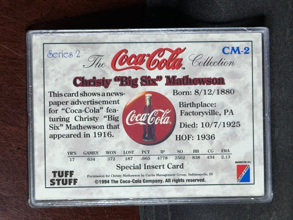 1994 Coca Cola Coke Special Insert Card CM-2 Tuff Stuff Promo Christy ...