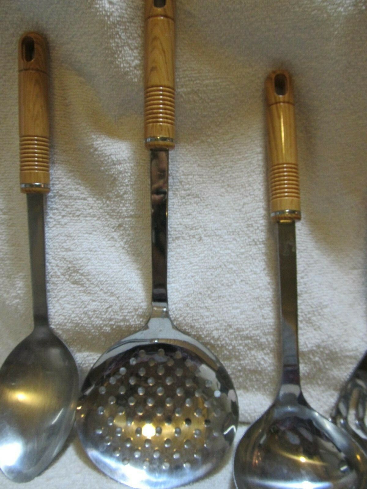 5 pc INOX ROSTFREI Spoon Spatula Ladle Fork Masher Wood Handle ...