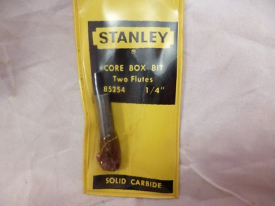 NOS STANLEY ROUTER BIT 85254 SOLID CARBIDE CORE BOX TWO FLUTES 1/4 ...