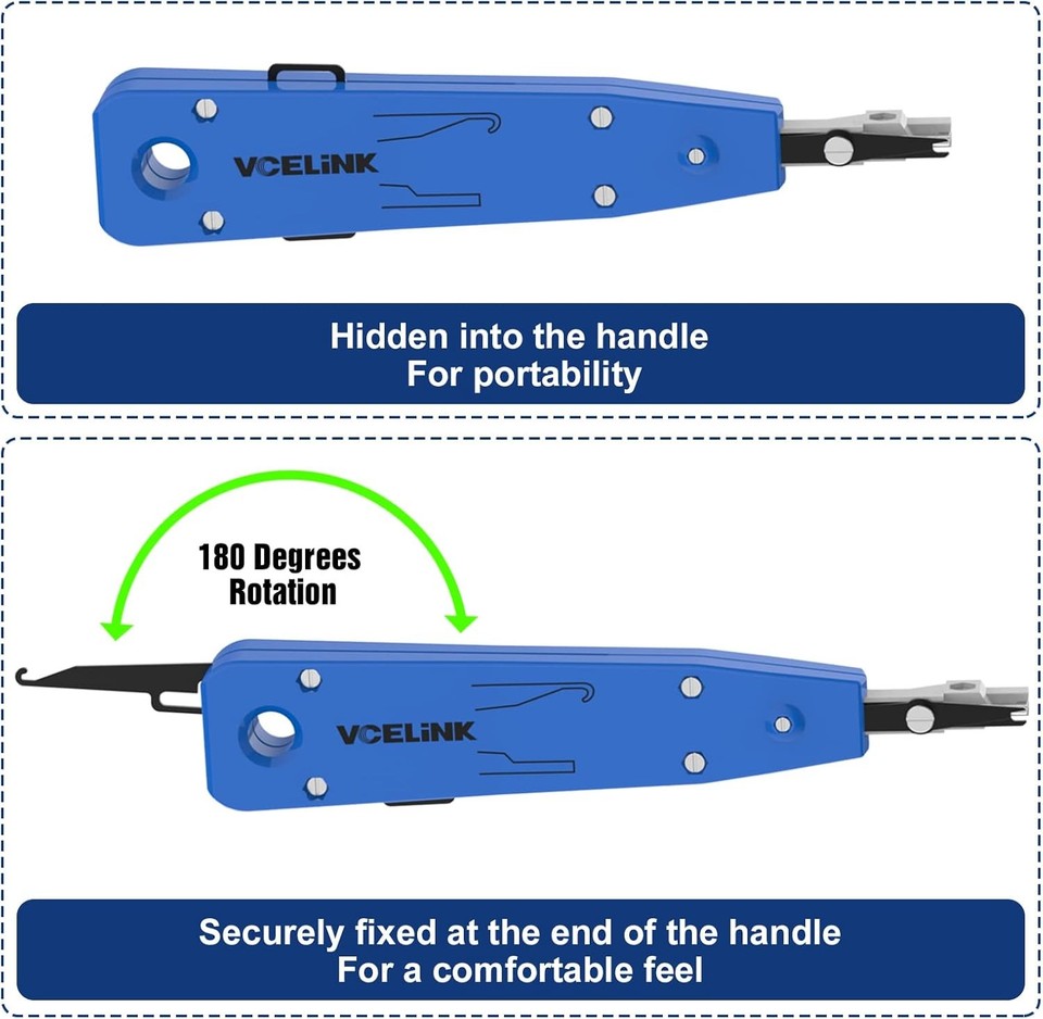 VCELINK Punch Down Tool, Ethernet Krone Tool for RJ45 Socket Cat5/Cat6 ...