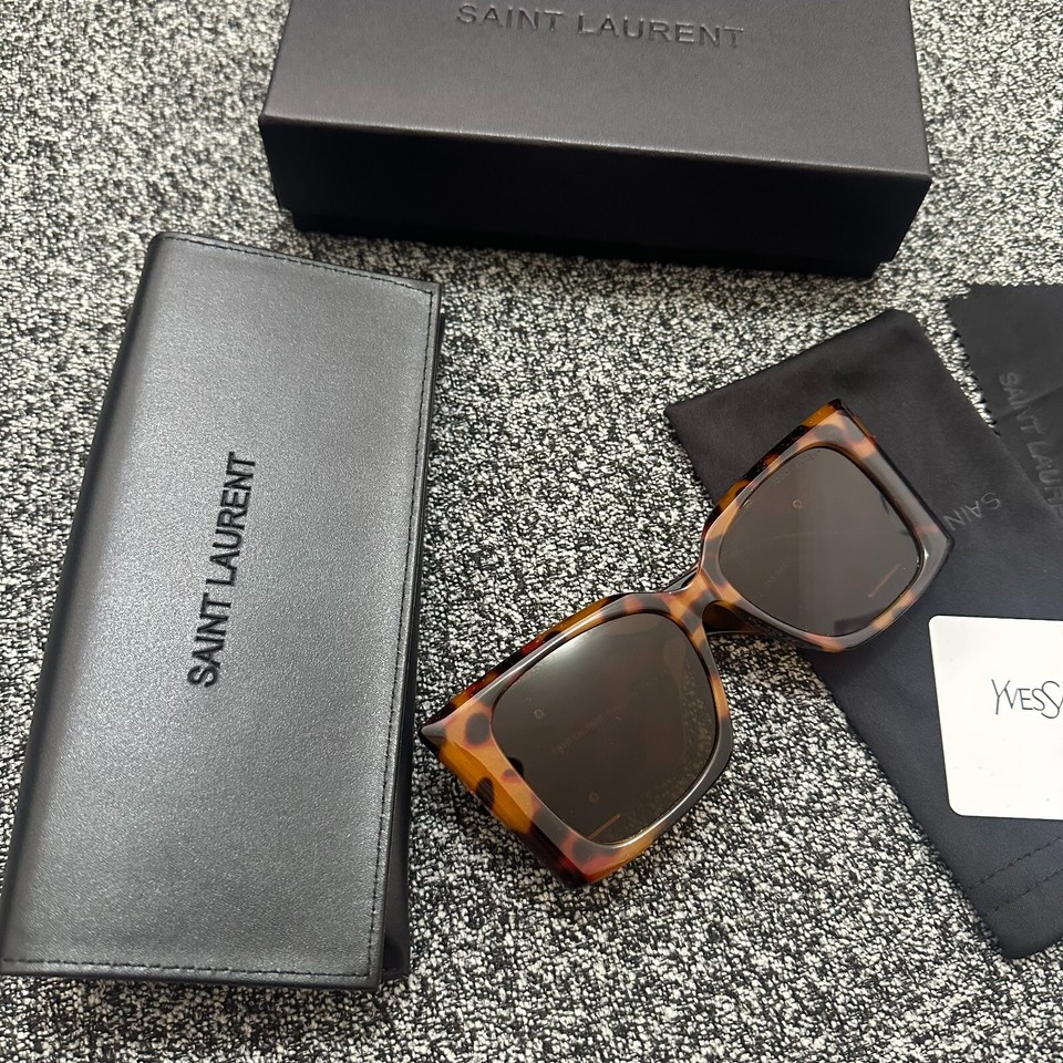 Hot! Saint Laurent SL Large Rim Sunglasses Gold Logo | eBay