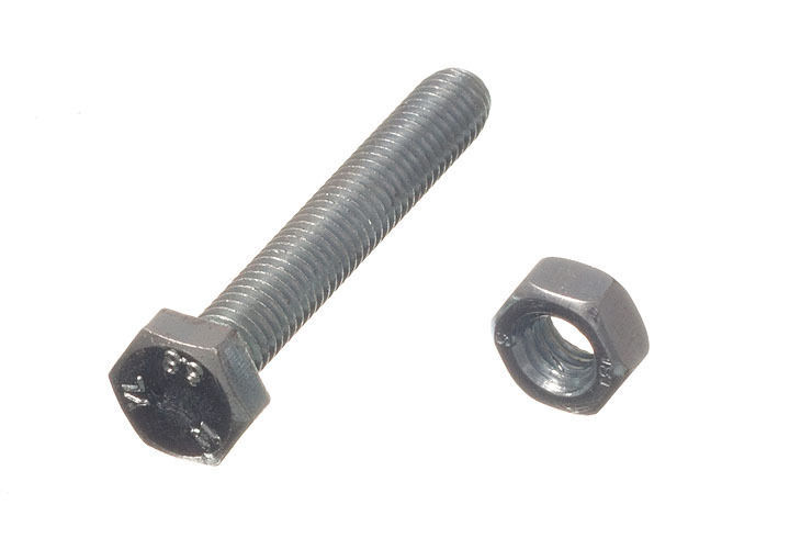 25 x Hex Bolt Set Screw 4.8 Grade Steel M6X40Mm Full Thread + Nuts bzp ...