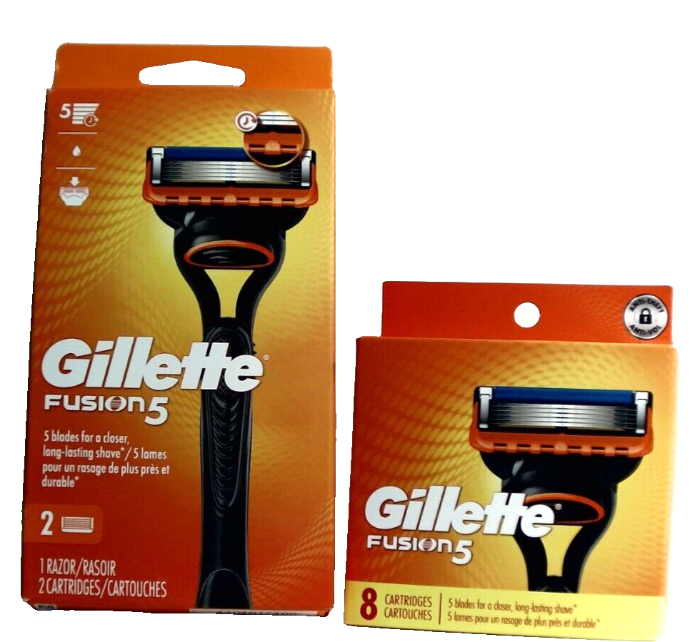 GILLETTE FUSION 5 RAZOR HANDLE PLUS 10 CARTRIDGES BRAND NEW FREE ...