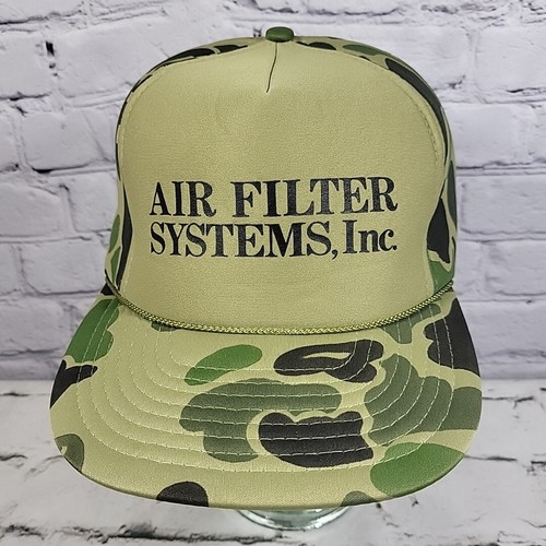 Vintage Camo Trucker Hat Air Filter Inc All Foam Green Snapback Rope ...