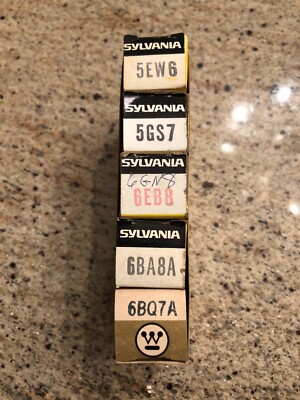 New Boxed Sleeve of 5 Radio Vacuum Tubes 5EW6 5GS7 6BA8A 6BQ7A 6GN8 ...