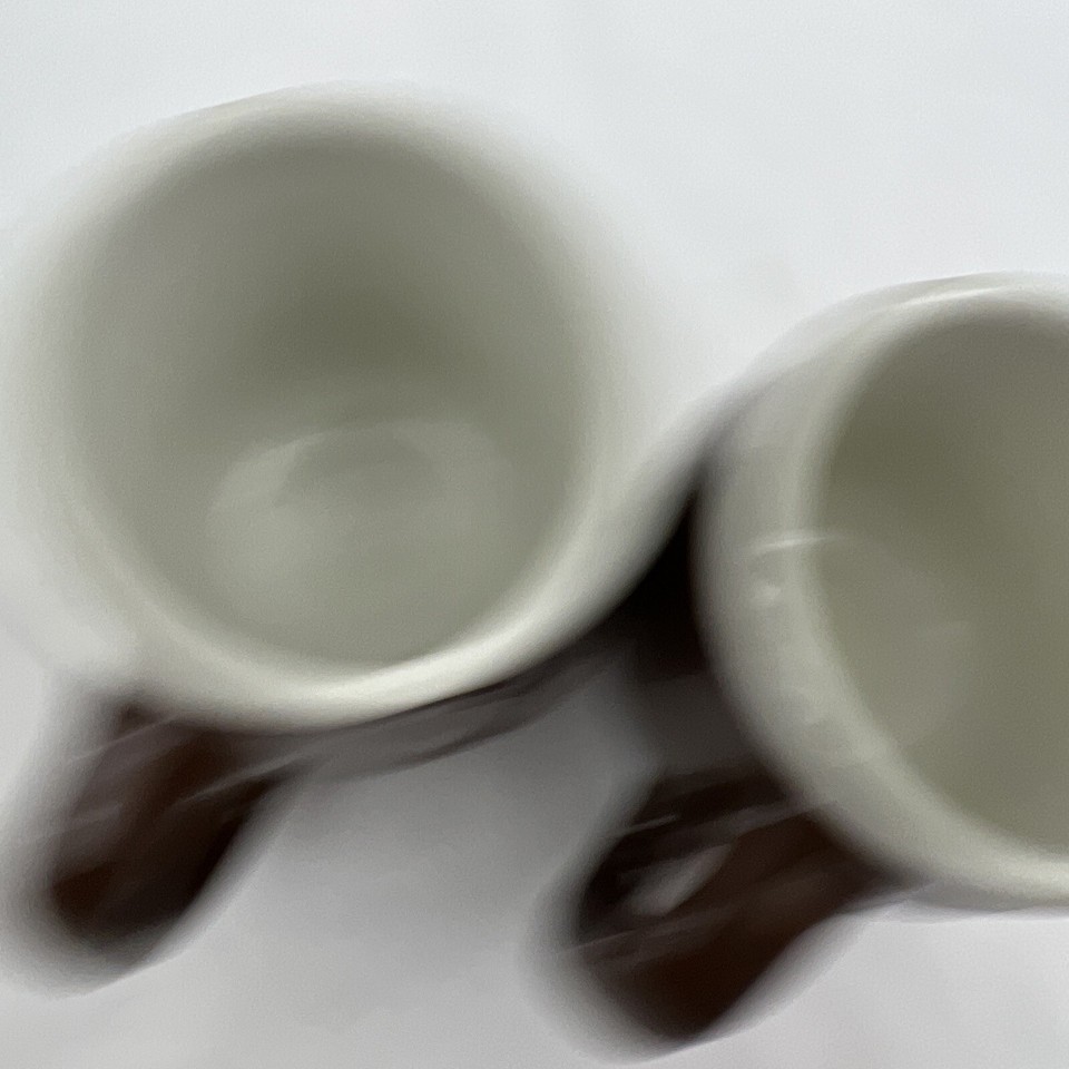 2 Vintage Hall USA Barrel Mug 536 Brown Stoneware Heavy Coffee Tea Made ...
