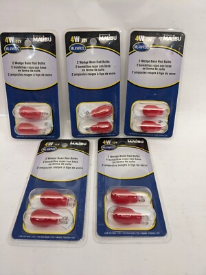 10 NEW MALIBU WEDGE BASE LIGHT BULBS CHRISTMAS RED OUTDOOR LIGHTING ...