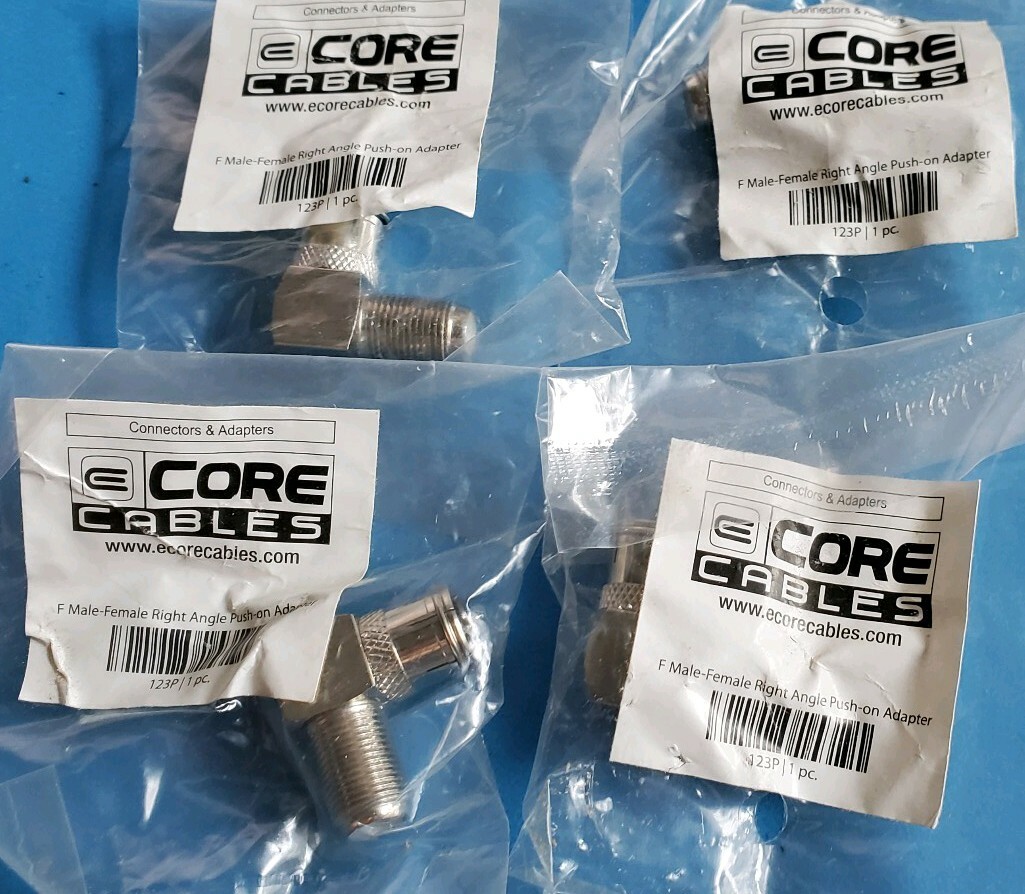 New 4 Pack Lot-F Type Right Angle 90 Degree M/F Coax Cable TV Adapter ...