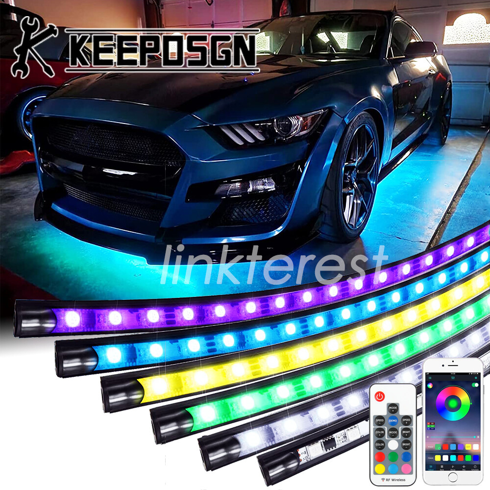 Car SUV RGB LED Strip Bar Underglow Kit Neon Lights APP Remote for Ford ...