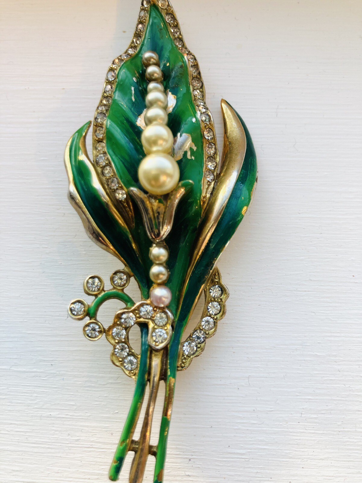 Vintage 1930s 1940s Deja Reja signed pin enamel rhine… - Gem