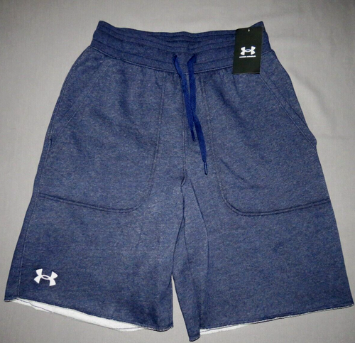 NEW! Men's Under Armour Dark Blue Draw String Hustle Fleece Shorts ...