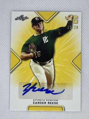 2021 LEAF PERFECT GAME AUTO ZANDER REESE YELLOW PAPER 12/20 | eBay