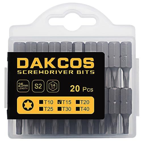 20-Piece T15 Torx Bit Set, Premium S2 Alloy Steel 1-inch Long ...