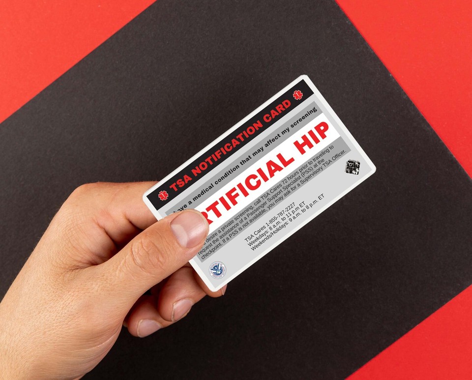 Artificial Hip TSA Notification Card - Air Travel, Easy TSA Checkpoint ...