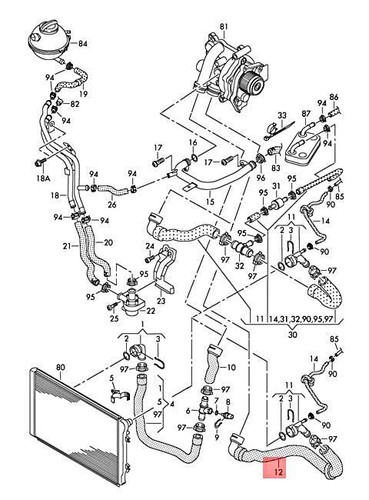 Genuine VW Tiguan 591 592 Coolant Hose With Quick Release Coupling ...