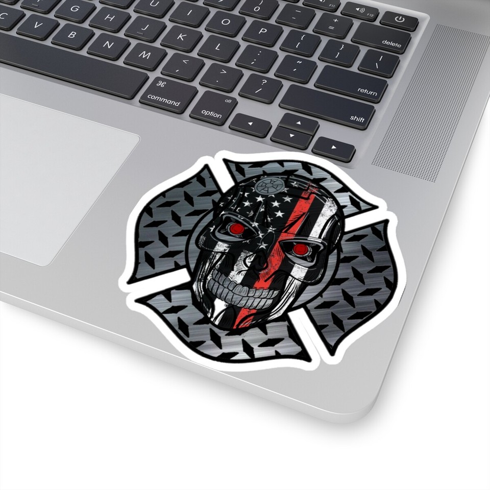 The Terminator T100 Skynet Robot Illustration Firefighter Themed Vinyl ...