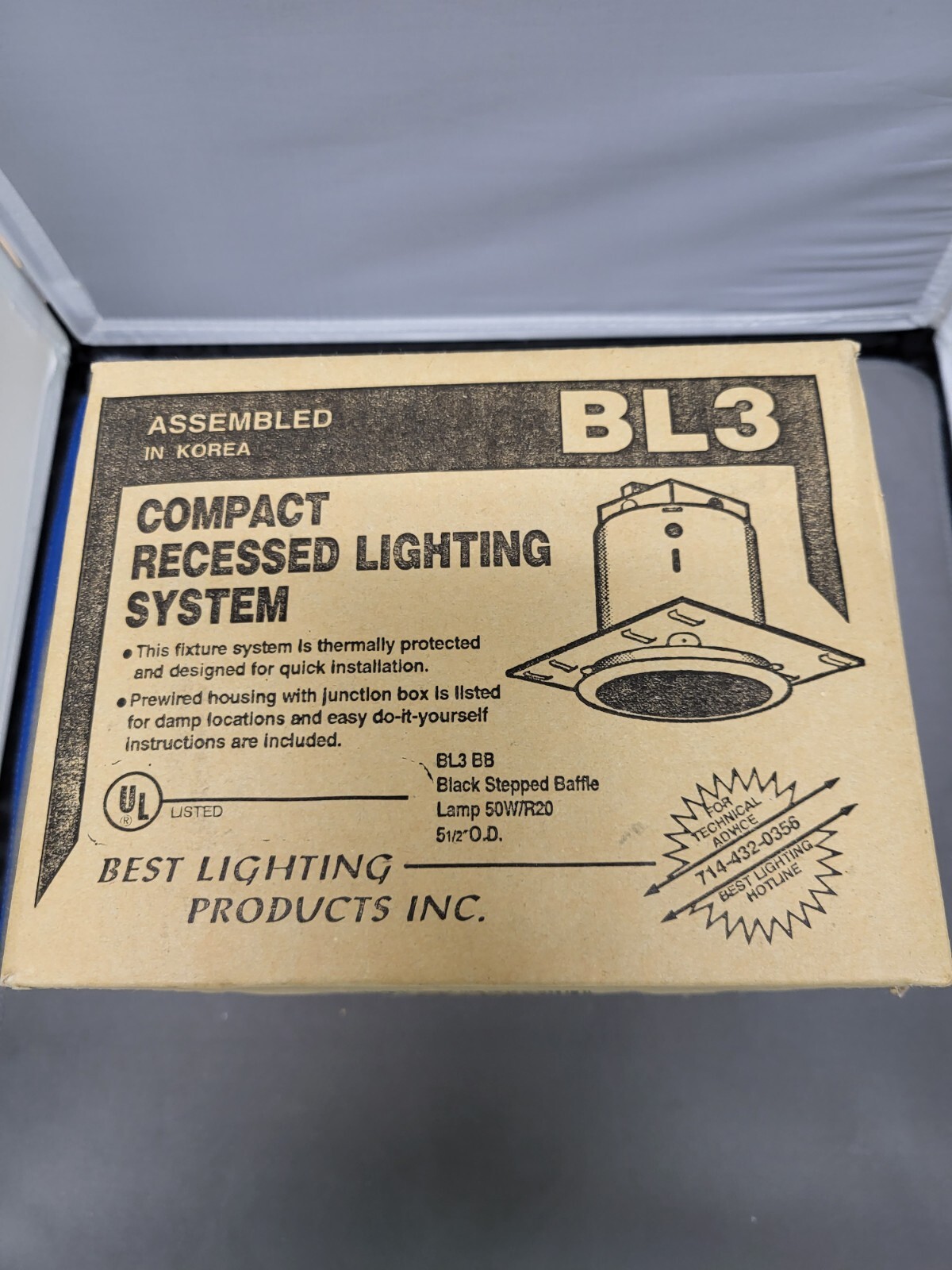 Compact Recessed Lighting System BL3 50w/R20 - Black Stepped Baffle | eBay