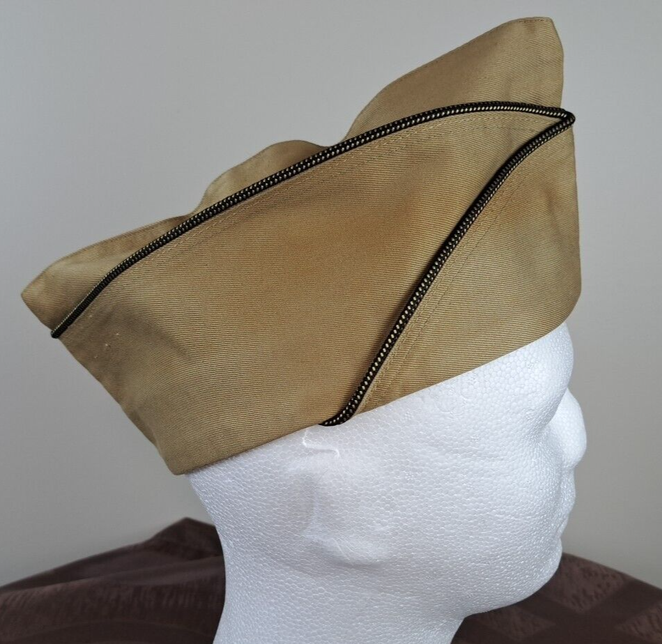 US Army Khaki 2nd Lieutenant Officer Garrison Cap Black & Gold Piping w ...