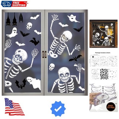 Halloween Window Clings Skeleton Window Decorations for Glass Windows ...