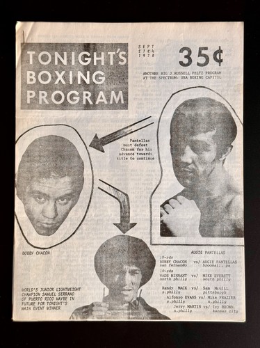 Tonight’s Boxing Program & Newsletter Bobby Chacon • Sept 1978 | eBay