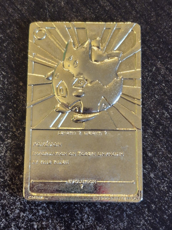 1999 TOGEPI POKEMON 23K GOLD PLATED NINTENDO BURGER KING PROMO TRADING ...