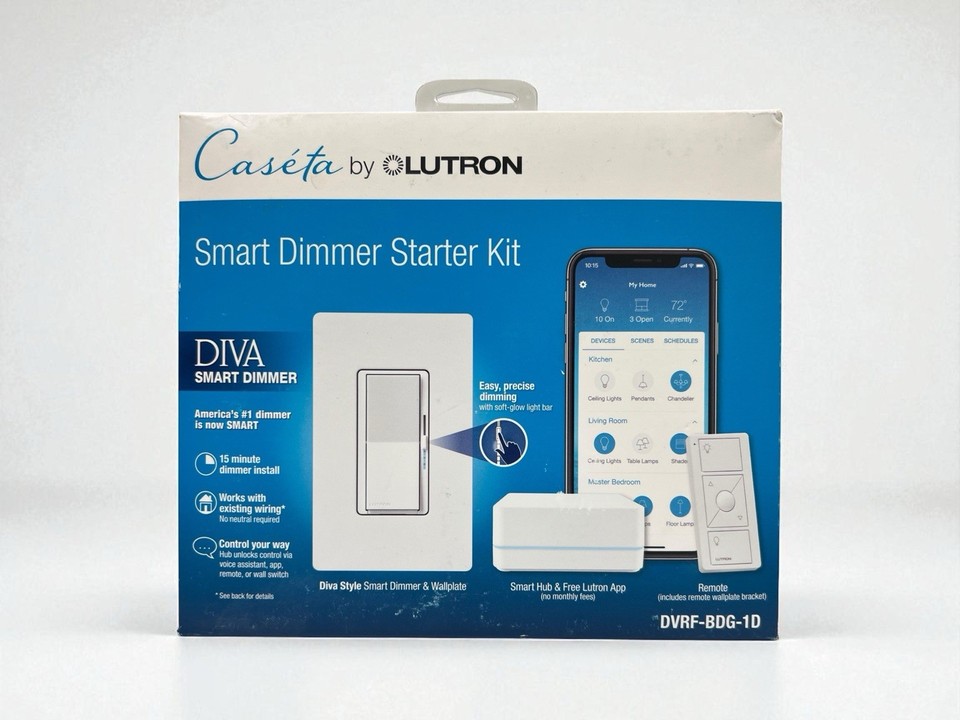 Lutron Caséta Diva Smart Dimmer Switch Starter Kit (DVRF-BDG-1D ...