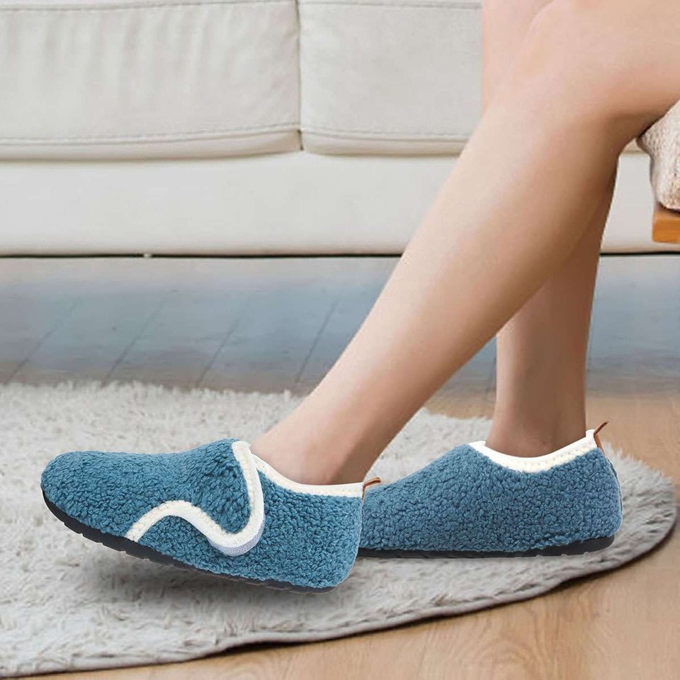Womens Mens Plush Fleece Full Slippers Memory Foam Fuzzy Shearling ...