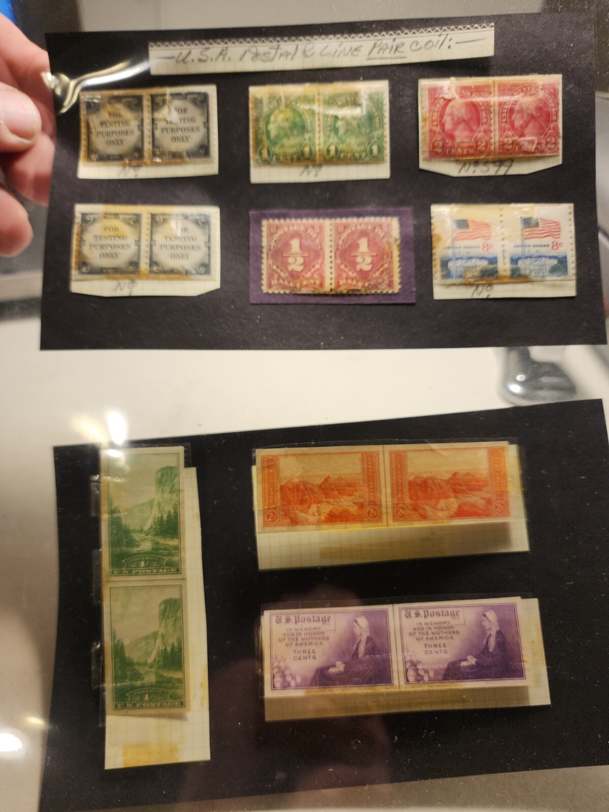 18 US Stamp Collection. Coil Stamps Test, 1/2, 1, 2, 3 & 8 Cents JRS 14 ...