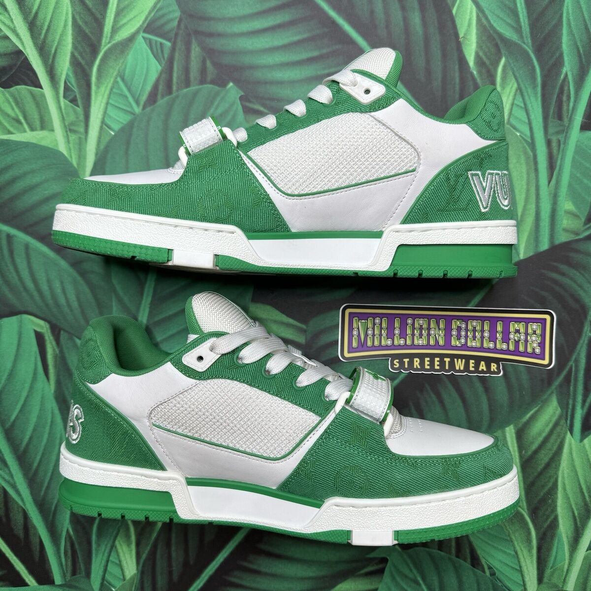 Louis Vuitton Trainer Low Denim Monogram 'green White' Sz Louis Vuitton Trainer Low Denim Monogram 'green White' Sz