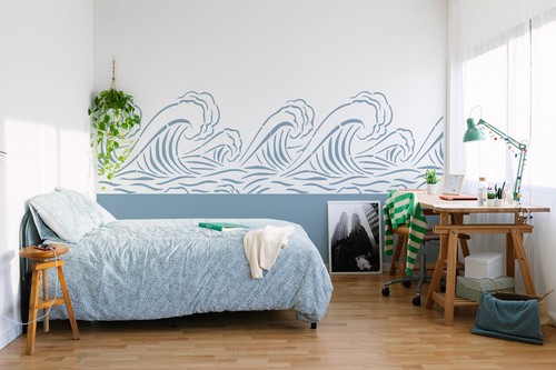 TIDAL WAVES Wall Border Stencil, Paint Kids Room, Wave Pattern, Beach ...