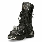 New Rock Boots 1535-S1 Unisex Metallic Black Leather Goth Studded Spike ...