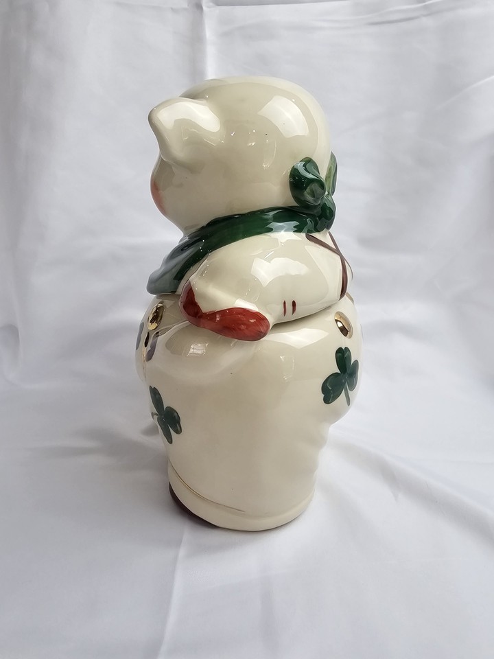VINTAGE SHAWNEE GOLD SHAMROCK SMILEY PIG COOKIE JAR | eBay