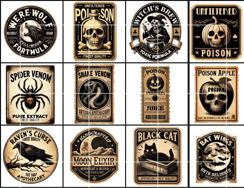 Halloween Poison Labels Iron On transfer - T-shirts Quilt Squares ...