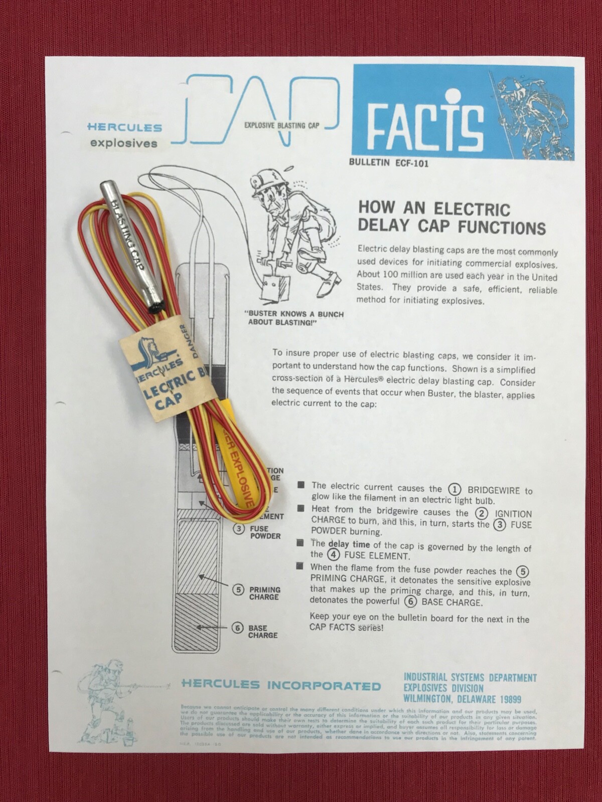 INERT BLASTING CAP MOVIE AIRSOFT PAINTBALL PROP, Hercules Powder ...