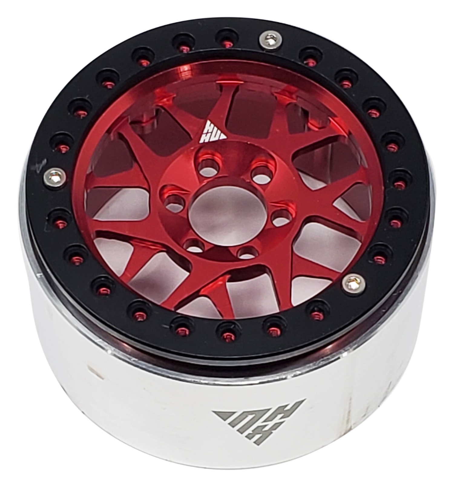 NHX RC 2.2'' Aluminum Beadlock Crawler Wheels Rims - M105 Red/Black ...