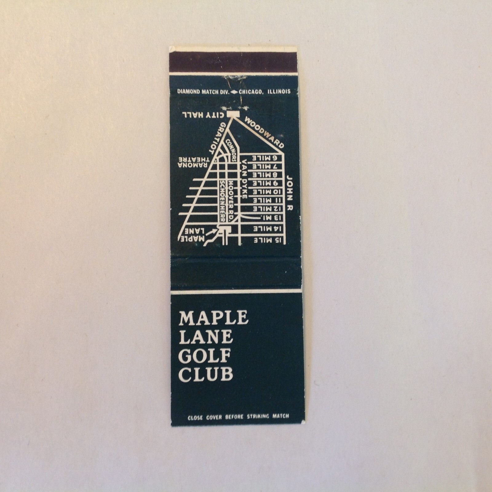 Vintage Matchbook Cover Maple Lane Golf Club Detroit Michigan Watered ...