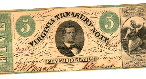 $5 "VIRGINIA TREASURY NOTE" (1800S) $5 "VIRGINIA TREASURY NOTE ...
