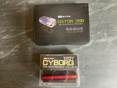 New Blitzu USB Rechargeable Gator 390 headlight & Cyborg 168T Tail ...