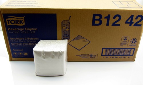 New CASE Tork B1242 Beverage Napkin White 1/4 Fold 6000 2 Ply 9.25 ...