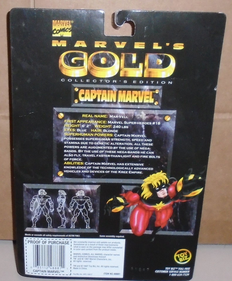 MARVEL'S GOLD COLLECTOR'S EDITION - CAPTAIN MARVEL (MAR-VELL) 1997 TOY ...