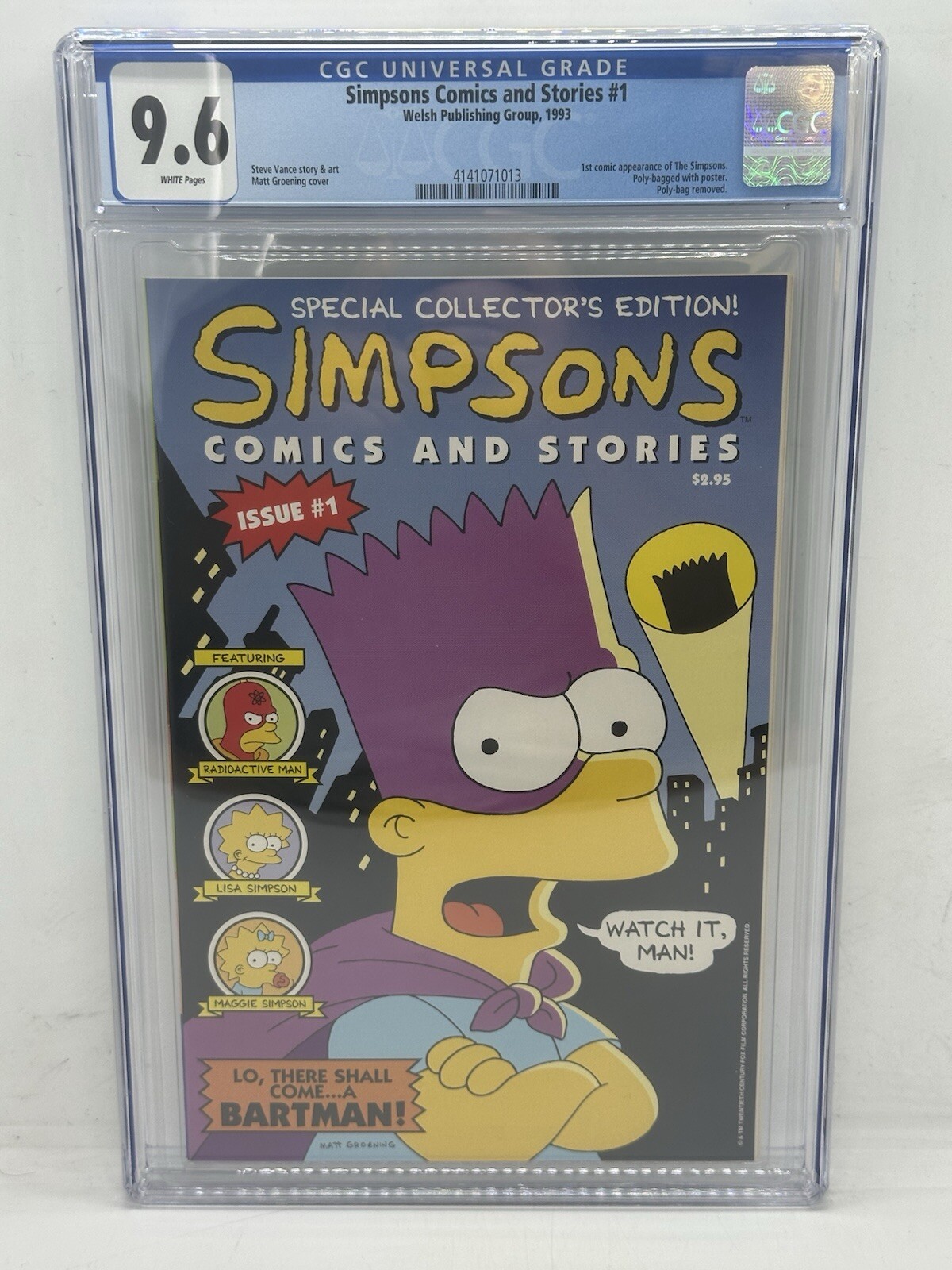 SIMPSONS COMICS AND STORIES #1 CGC 9.6 NM+ WP First comic appearance ...