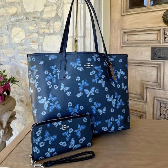 Coach City Lovely Butterfly Print Women's Tote Bag - Blue (CH211) for ...