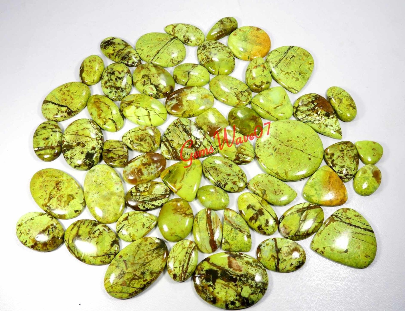 Naturel Vert Opale Cabochon Lisse Beau Pierre Précieuse en Gros Lot ...