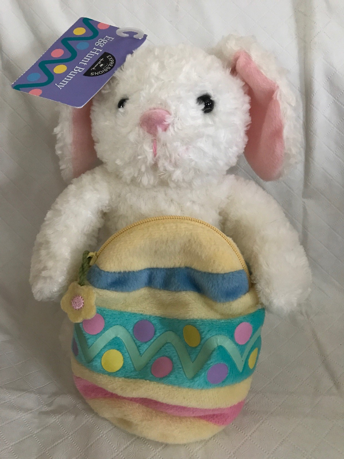 Hallmark Easter White Plush Rabbit Egg Hunt Bunny NWT 8” Decorated Egg ...