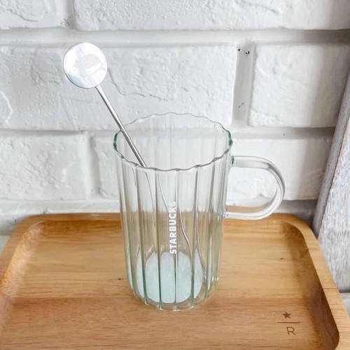 Starbucks Gradient Green Glass cups w/ Hedgehog Stir rod Coaster Coffee ...