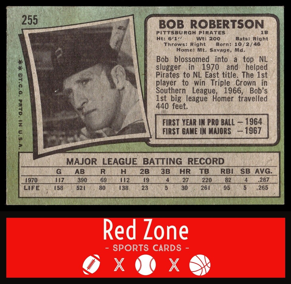 1971 Topps - #255 Bob Robertson EX | eBay