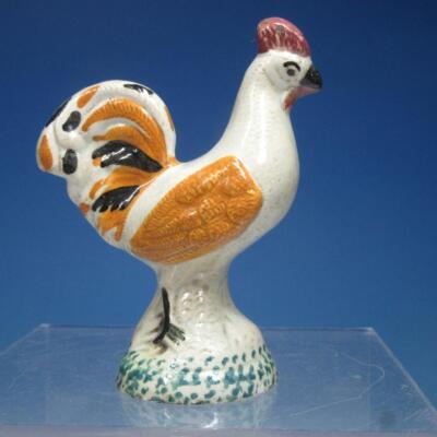 Antique English Staffordshire Prattware Figurine - Rooster Hen Figure ...