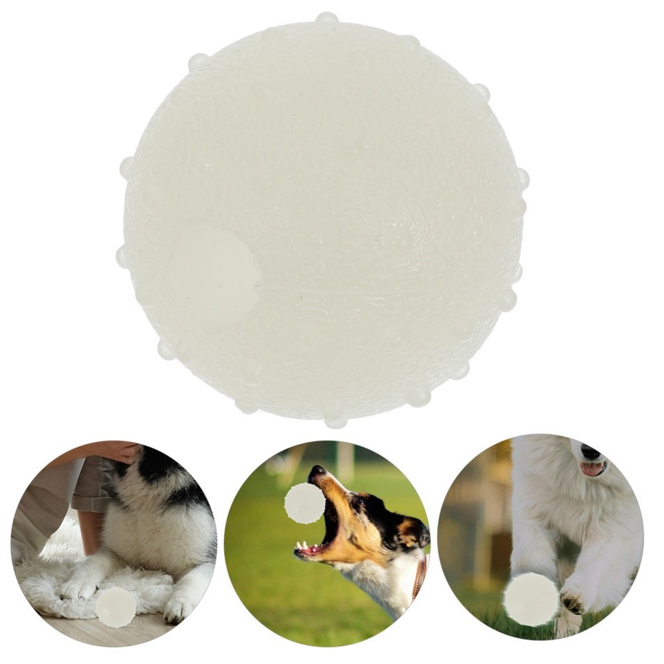 Glow In The Dark Rubber Dog 6 cm Bouncy Squeaky Fetch Toy For Small ...